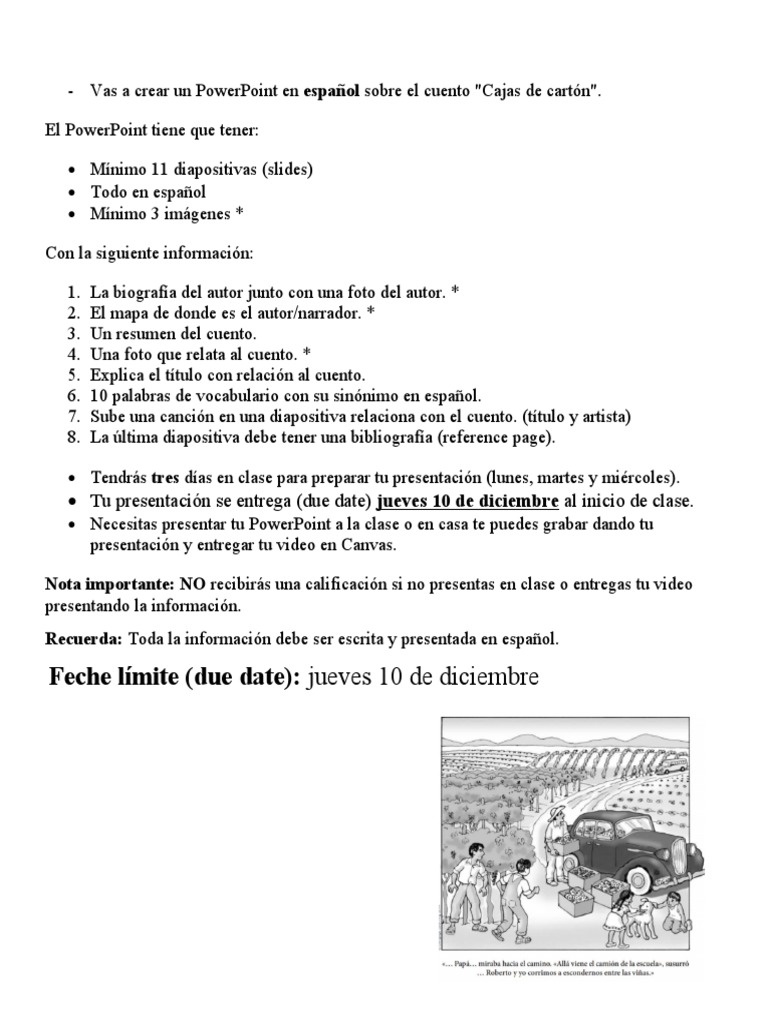 Presentación sobre "Cajas de cartón" | PDF | Artes del Lenguaje y ...