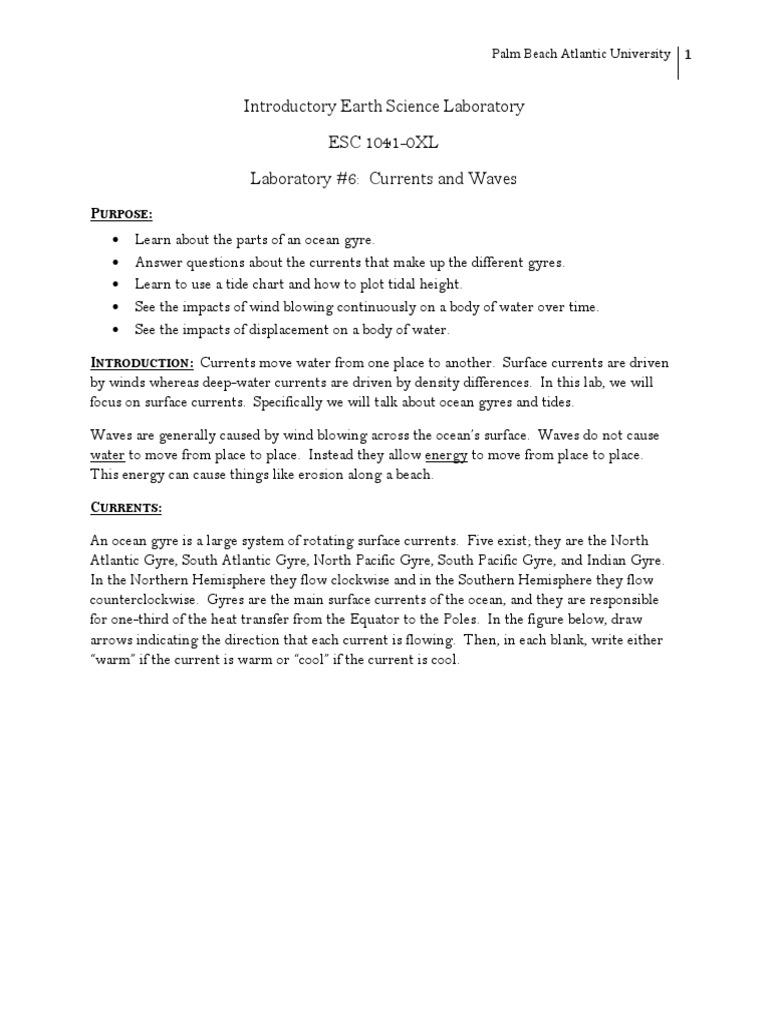 Ocean Currents and Tides Lab Guide | PDF | Tide | Earth