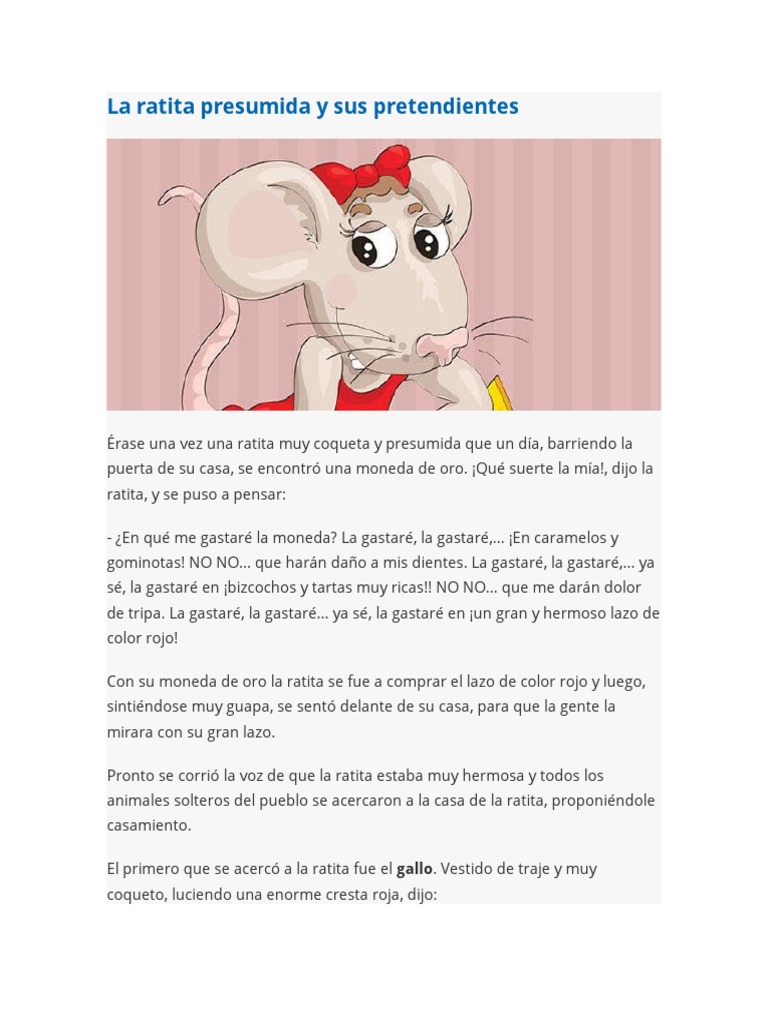 La Ratita Presumida y Sus Pretendientes | PDF