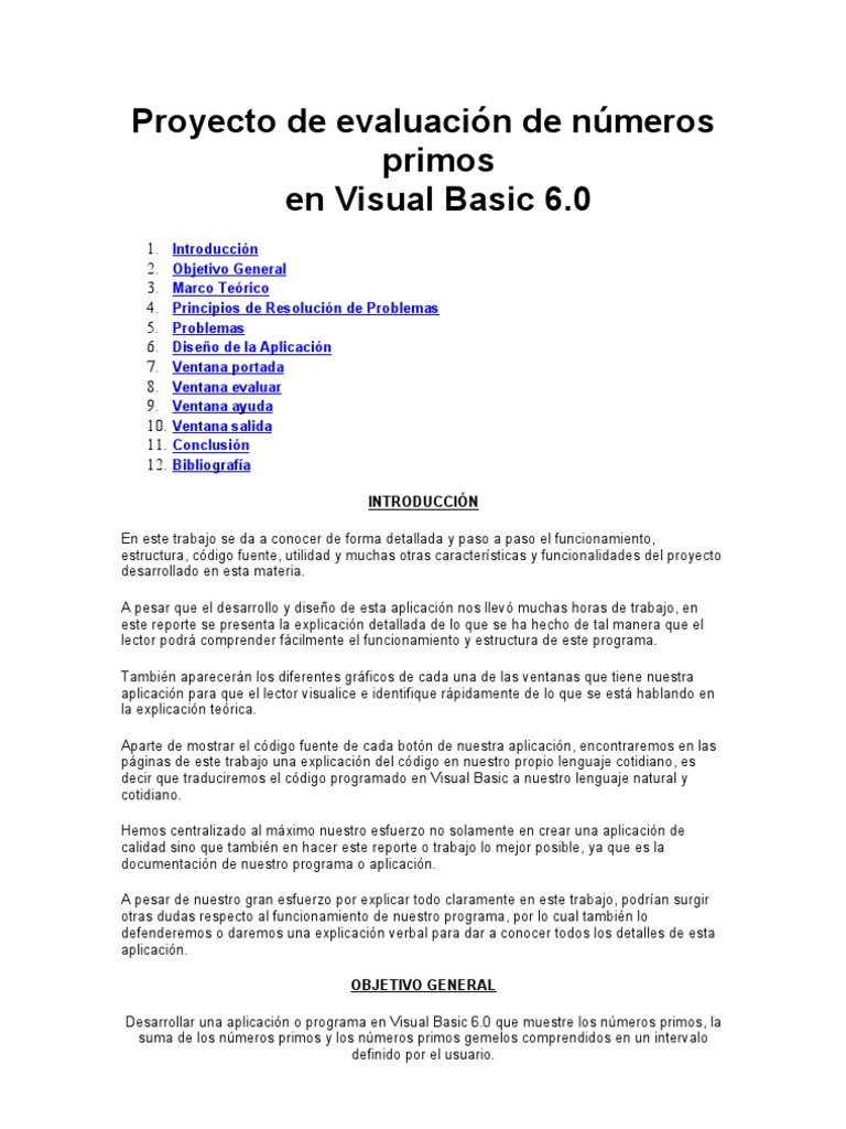 Evaluación de Números Primos en VB6 | PDF | Ecuaciones | Ventana (informática)