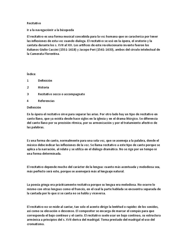 Qué es el recitativo en la ópera | PDF | Composiciones | Música clásica