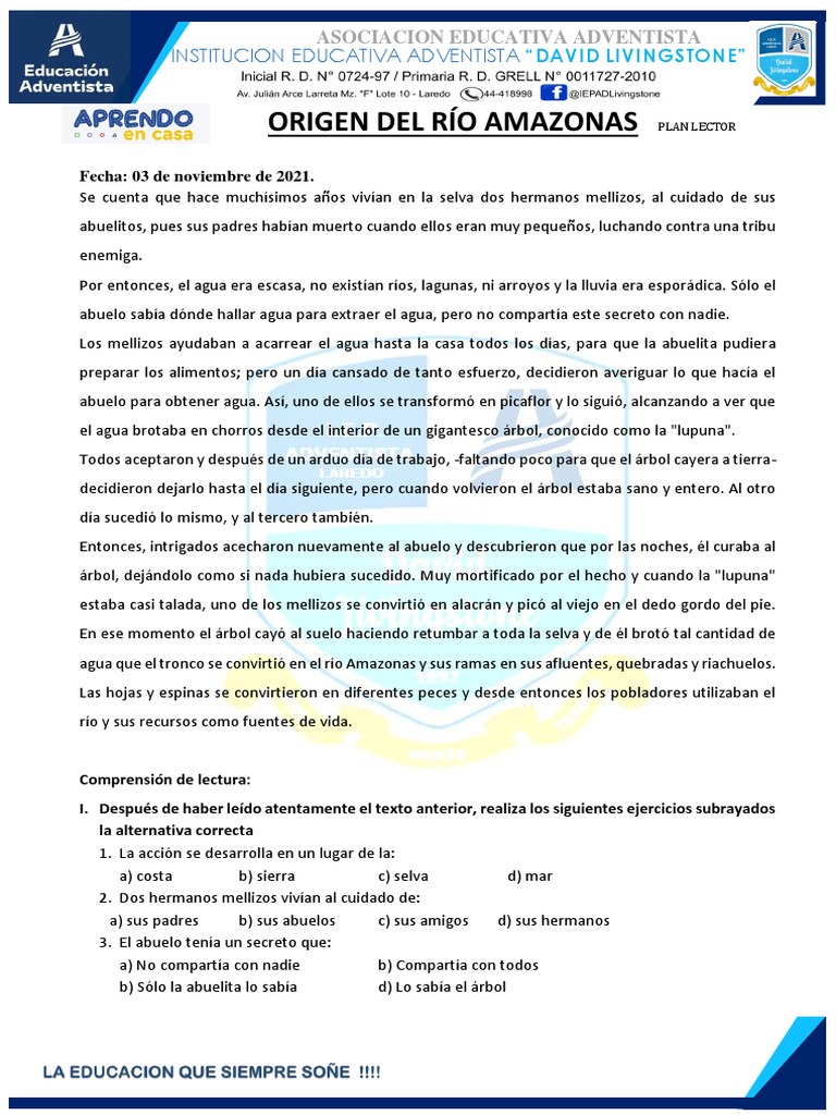 Origen del río Amazonas: Leyenda y Vida | PDF