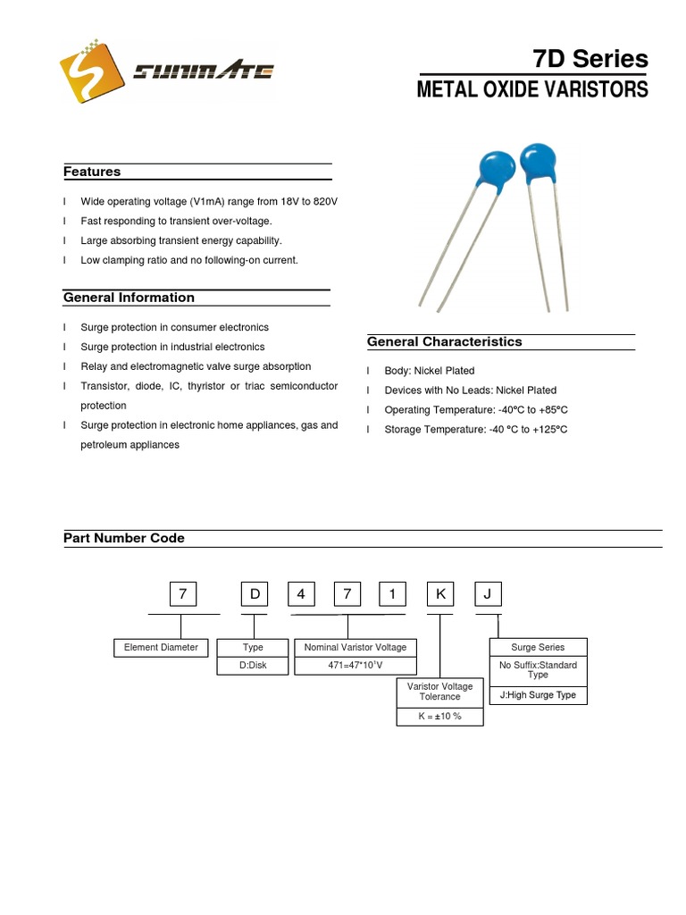 Varistores Uxell Datasheet | PDF | Electronics | Physical Quantities