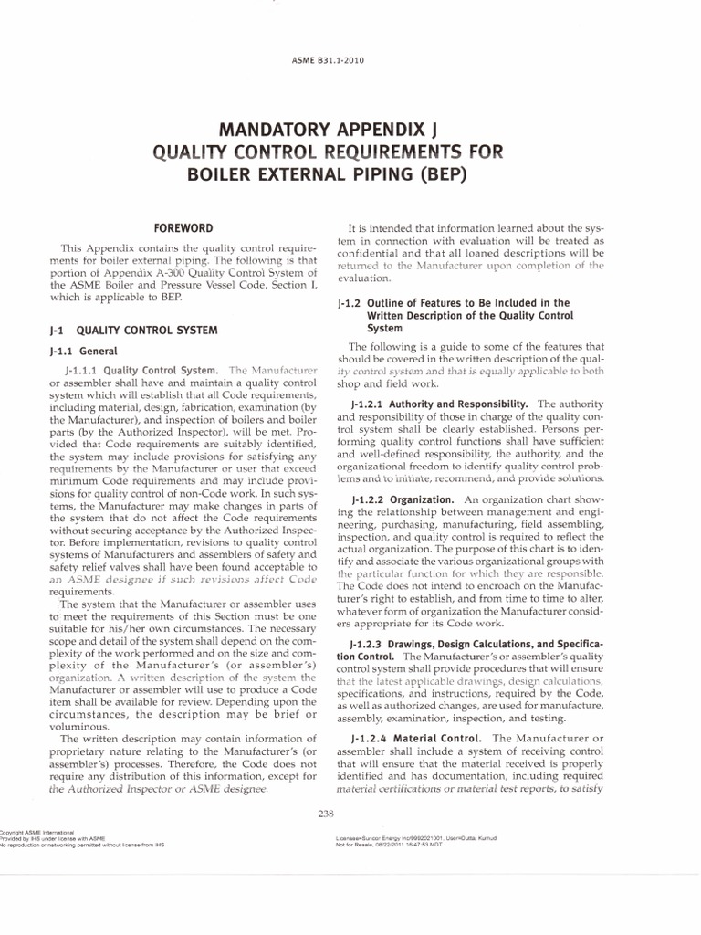 ASME B31.1 Appendix J | PDF