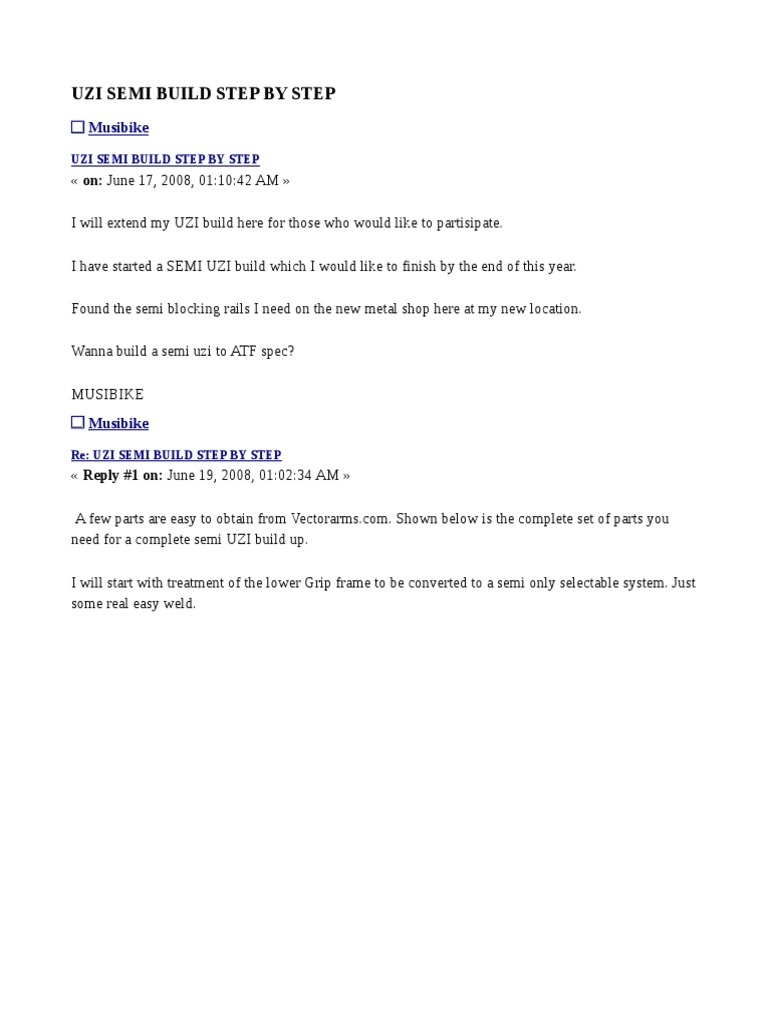 Uzi Semi Build Step by Step | PDF | Screw | Firearms