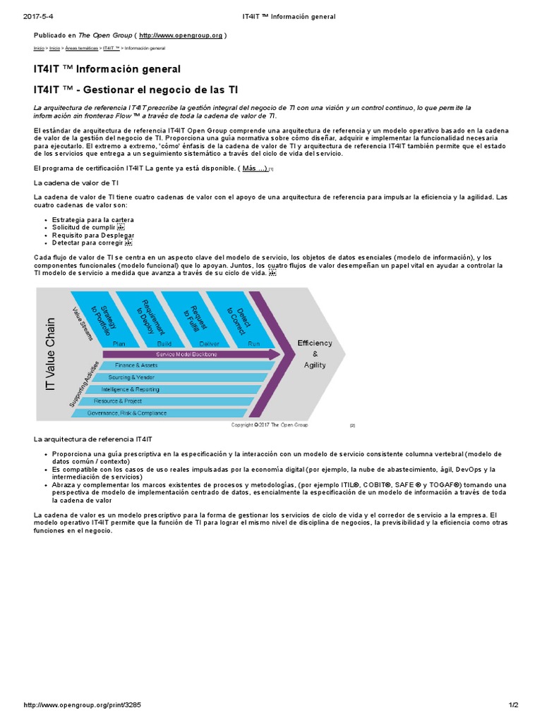 IT4IT ™ Información General | PDF | Cadena de valor | Itil