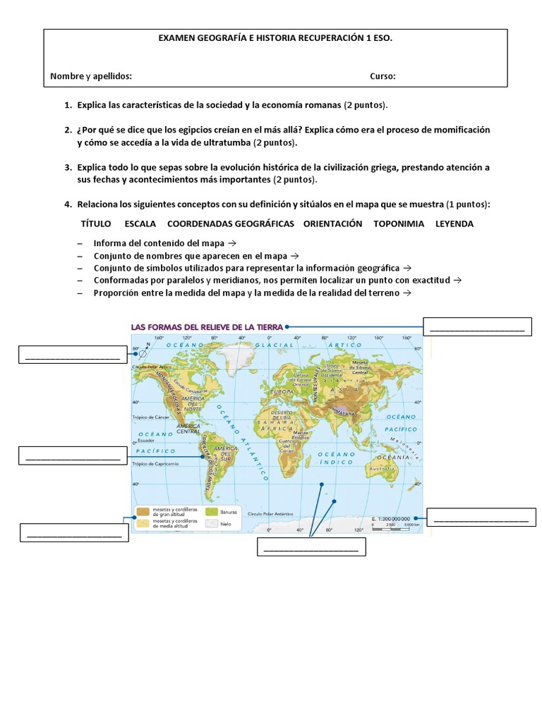 Examen Recuperacion 1 Eso | PDF Examen Recuperacion 1 Eso | PDF