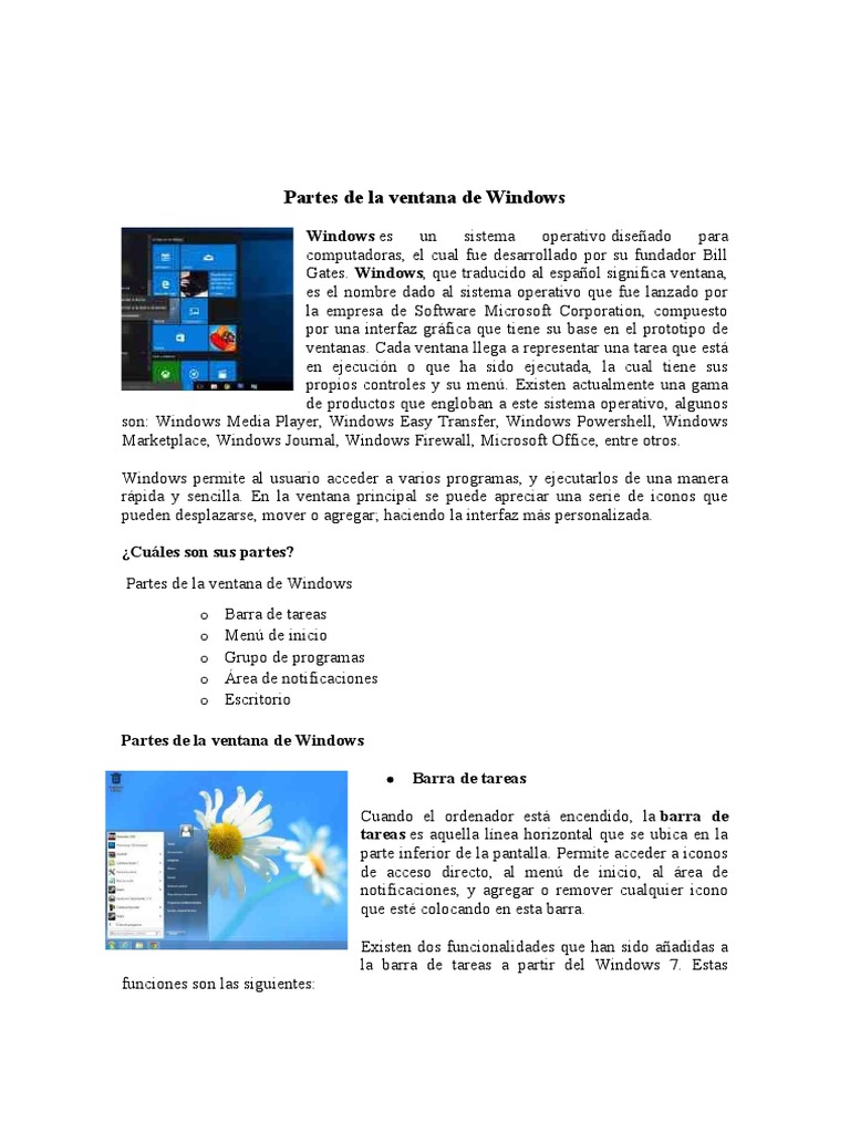 Partes de La Ventana de Windows | PDF | Archivo de computadora ...