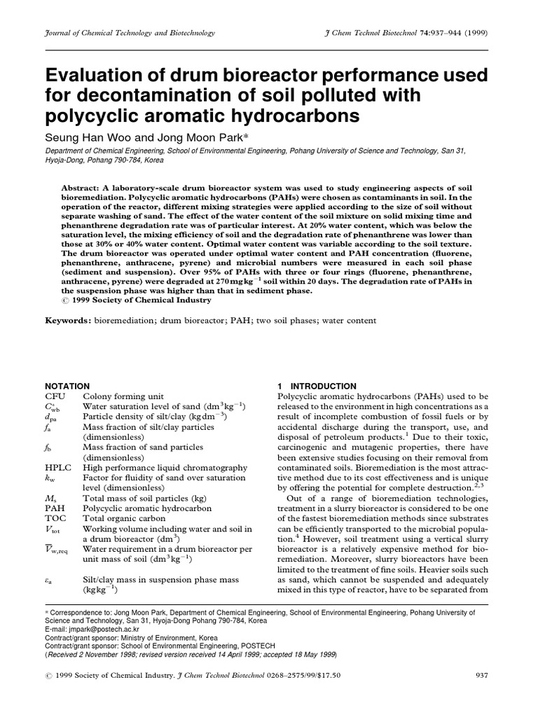 Evaluation of Drum Bioreactor Performance Used For Decontamination of Soil Polluted With ...