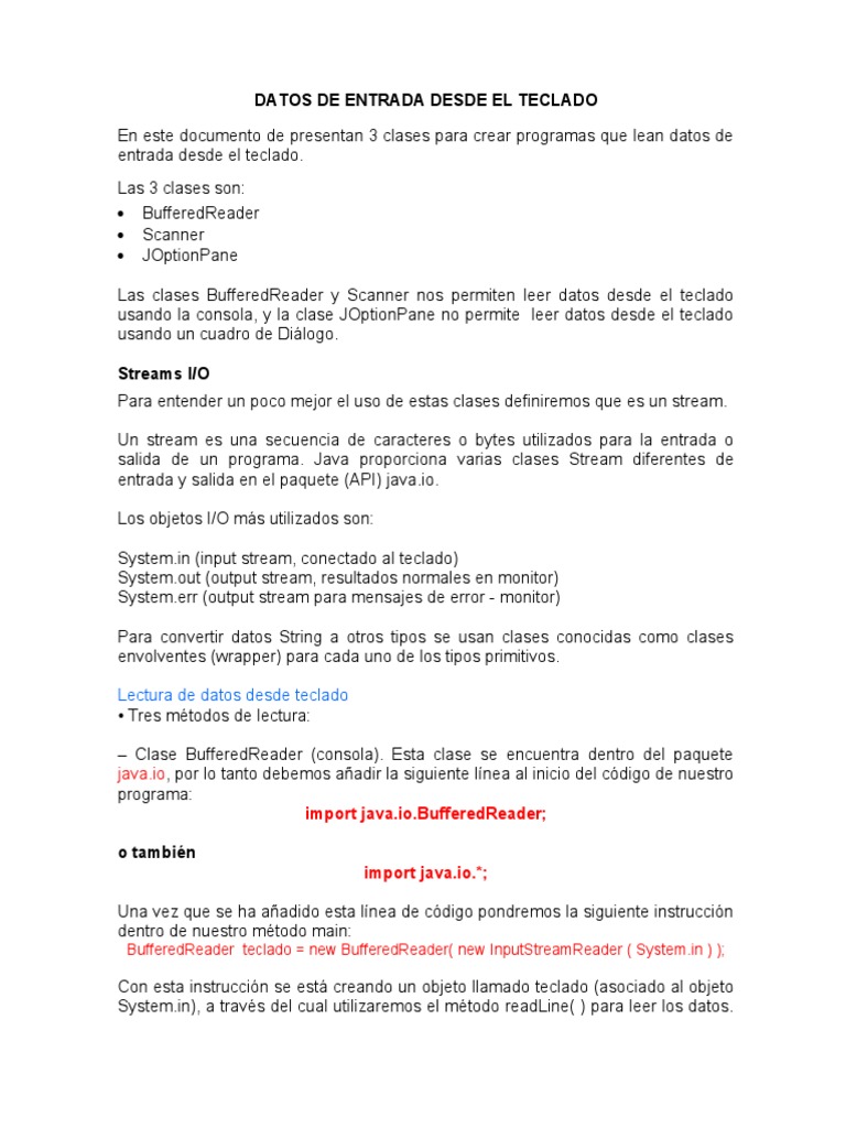 Leer Datos desde Teclado en Java | PDF | Java (lenguaje de programación) | Software