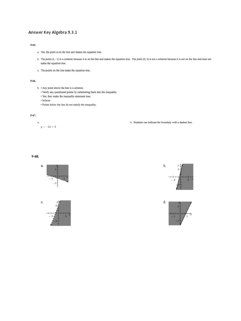Answer Key Algebra 9.3.1 | PDF