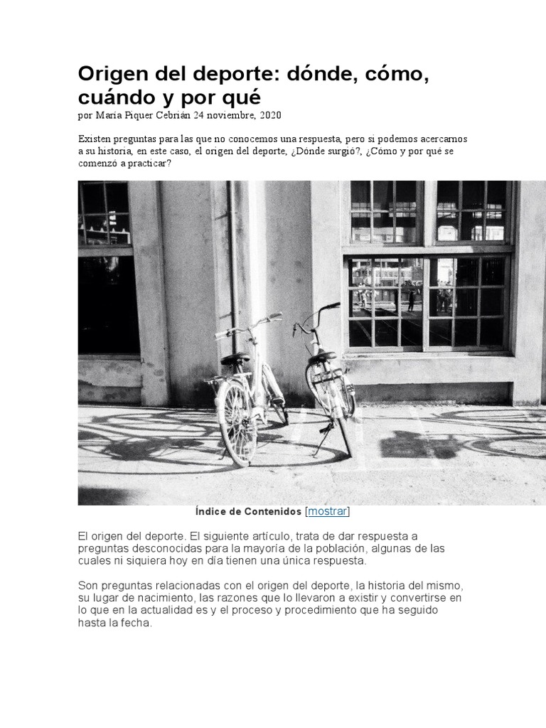 Origen Del Deporte | PDF | Deportes | Palabra