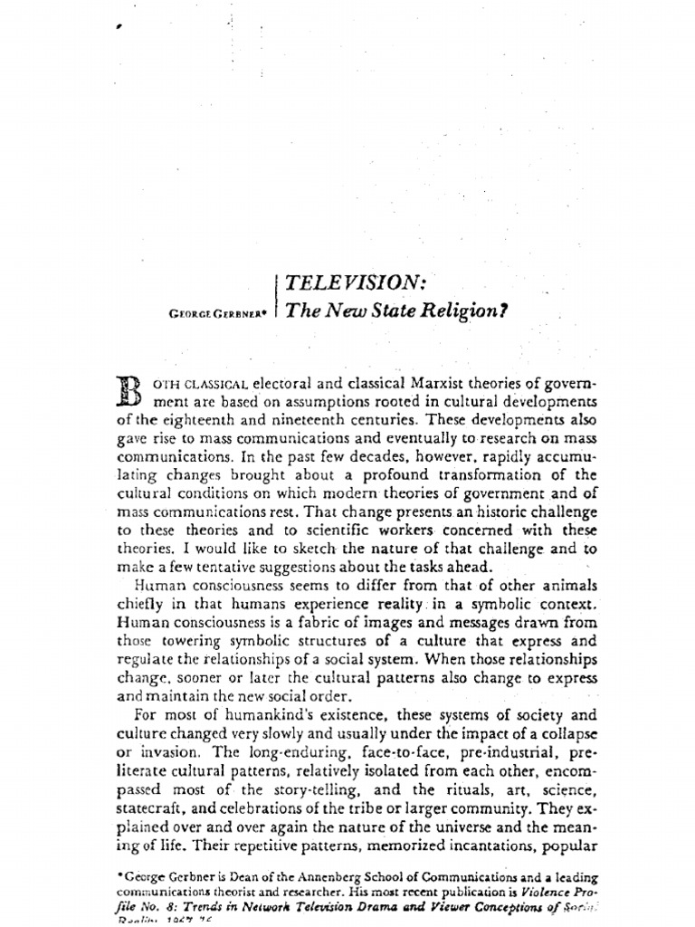 George Gerbner on Media and Society | PDF | Communication | Society