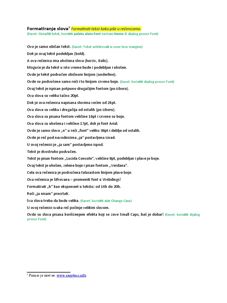 01 Easy4me Format Slova Zadatak | PDF