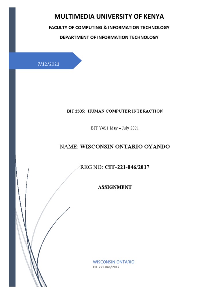 HCI Assignment | PDF | Human–Computer Interaction | User Interface