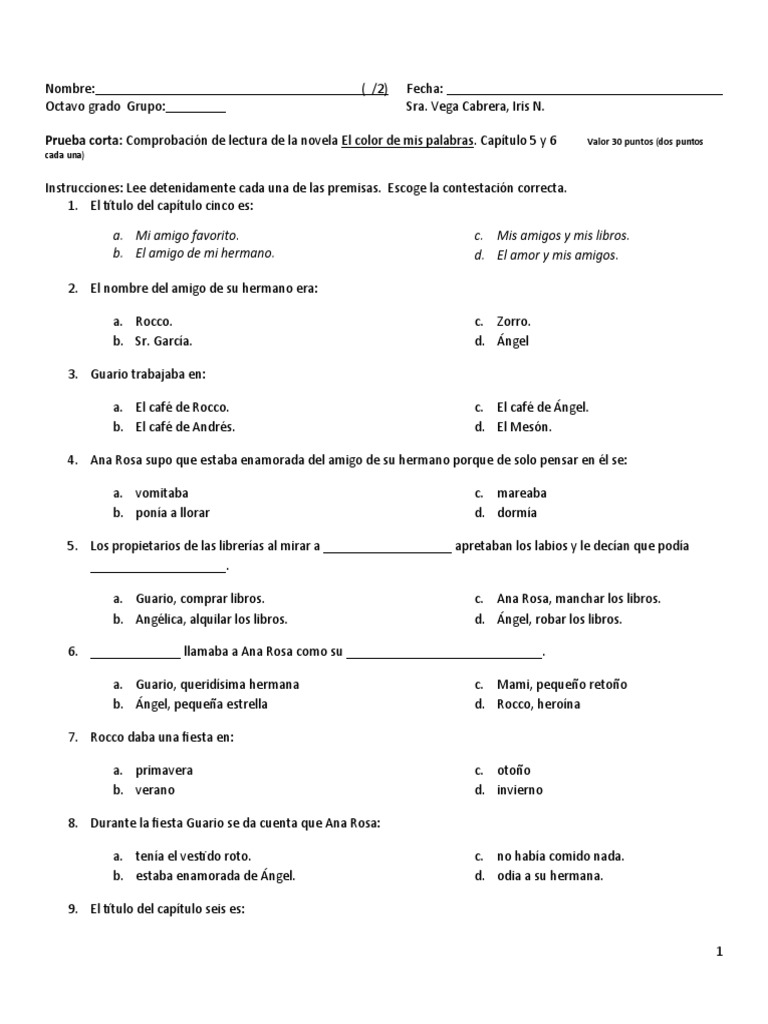 El Color de Mis Palabras 5 y 6 | PDF