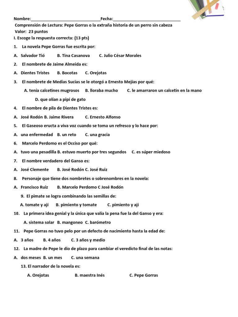 Comprensión de "Pepe Gorras" | PDF | Artes del Lenguaje y Comunicación