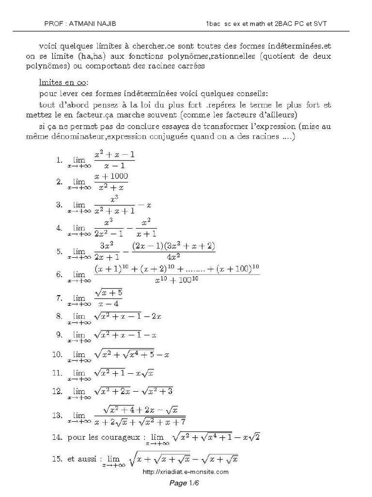 Exercices Limite Corr Formes Indeterminees | PDF | Méthodes et références pédagogiques ...