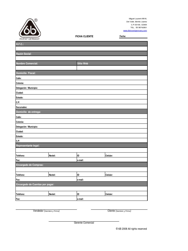 Formato para Alta de Cliente | PDF