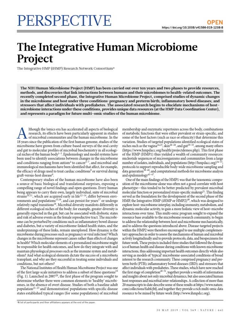Perspective: The Integrative Human Microbiome Project | PDF ...