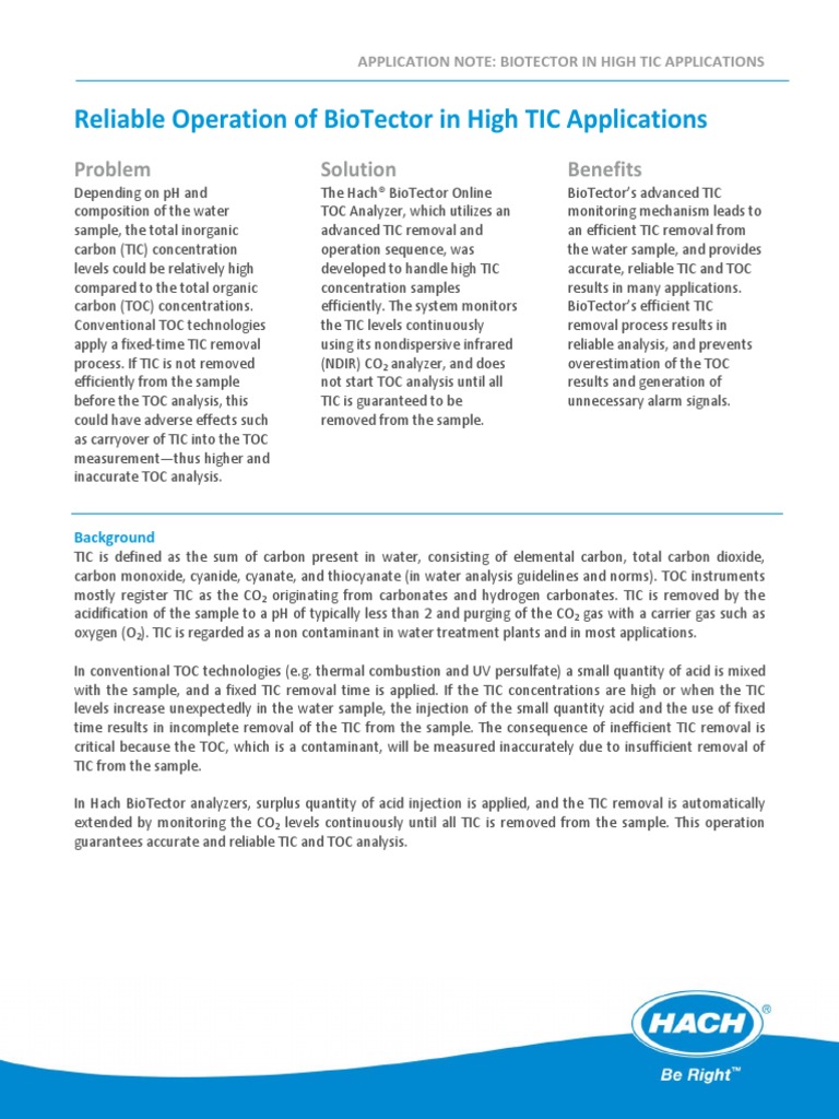 Reliable Operation of BioTector in High TIC Applications | PDF | Total ...