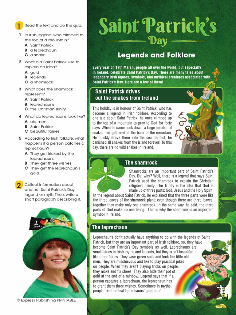 Legends of Saint Patrick's Day | PDF | Saint Patrick | Leprechaun