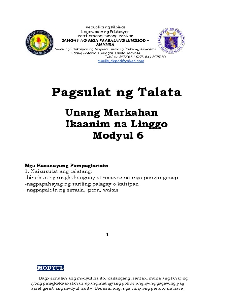 FILIPINO-8 - Q1 - Mod6 by Me | PDF