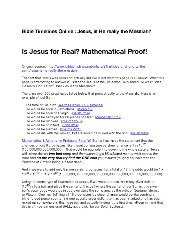 Is Jesus For Real? Mathematical Proof!: Bible Timelines Online: Jesus ...