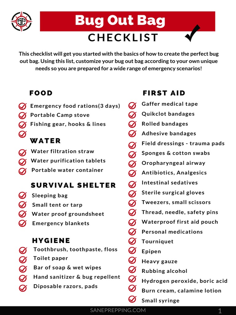 Bug Out Bag: Checklist | PDF