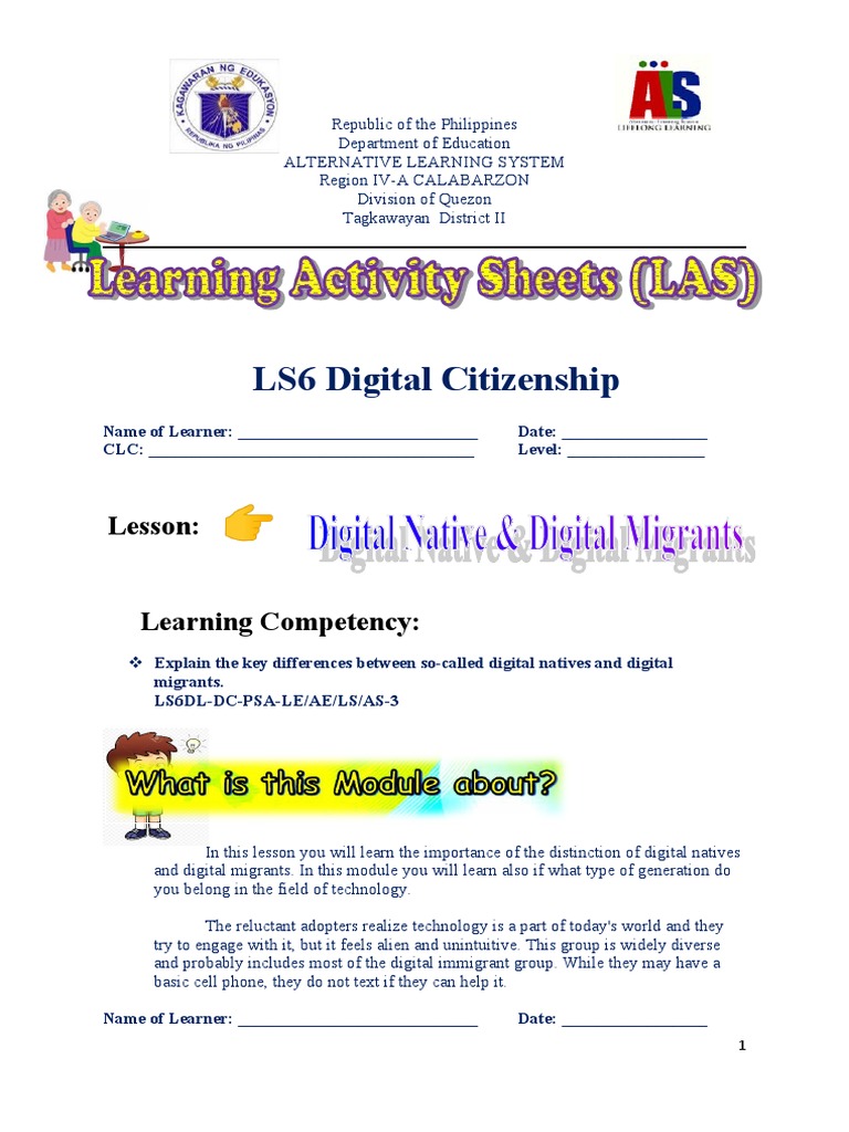 LS6 Modules With Worksheets (Digital Native & Migrants | Download Free ...