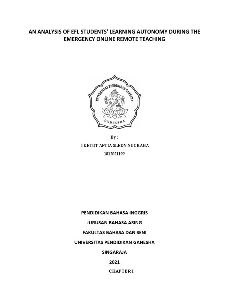 1an Analysis of EFL Students Learning Autonomy During Emergency Online Remote Teaching | PDF ...