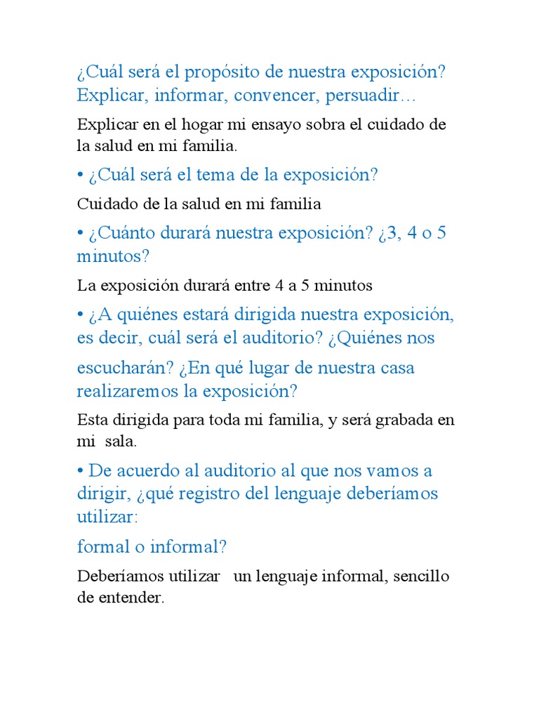Cómo hacer una exposición oral familiar | PDF