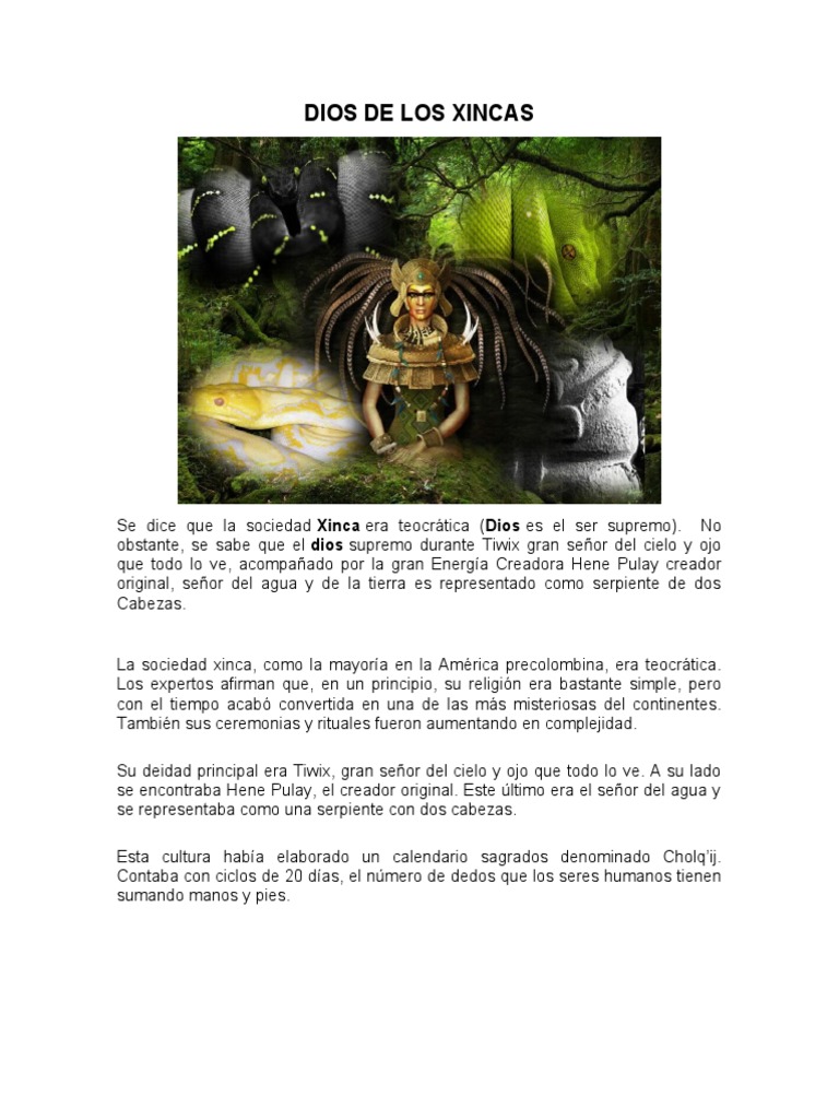 Dioses y religión de los Xincas | PDF | Dios | Guatemala