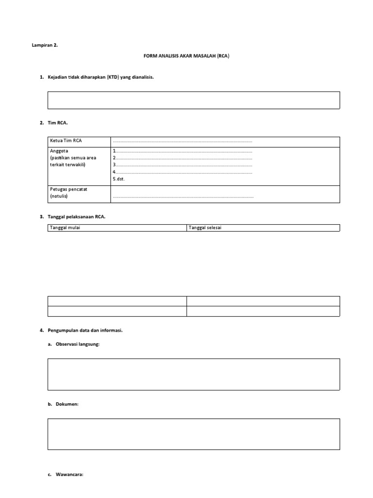 Contoh Form Rca (Analisis Akar Masalah) | PDF