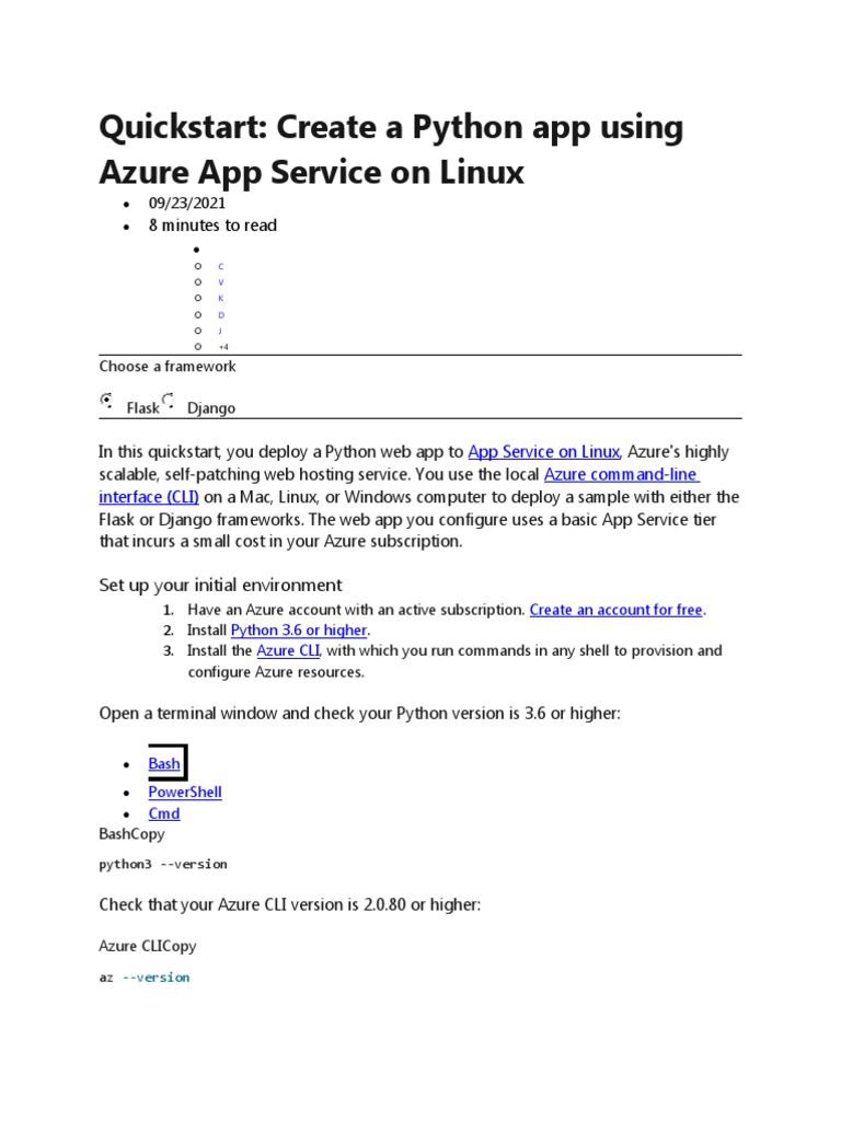 Quickstart: Create A Python App Using Azure App Service On Linux | PDF ...