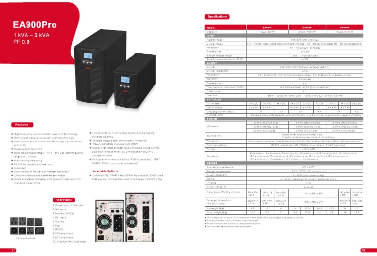 Catalogo East Mod Ea900 Pro 1 Hasta 3 Kva Monof (Nuevo) | PDF