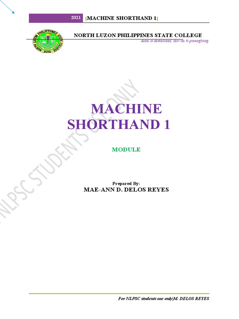 Module Machine Shorthand 1 | PDF | Shorthand | Writing