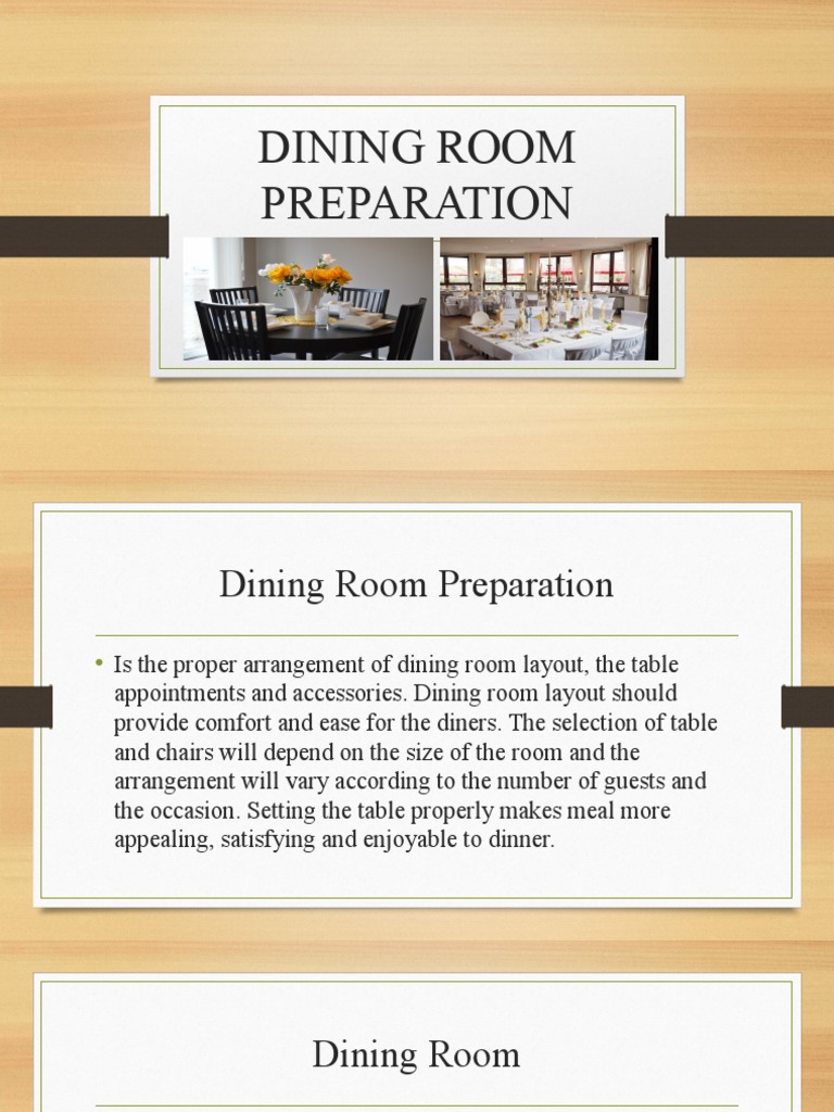 Dining Room Preparation | PDF