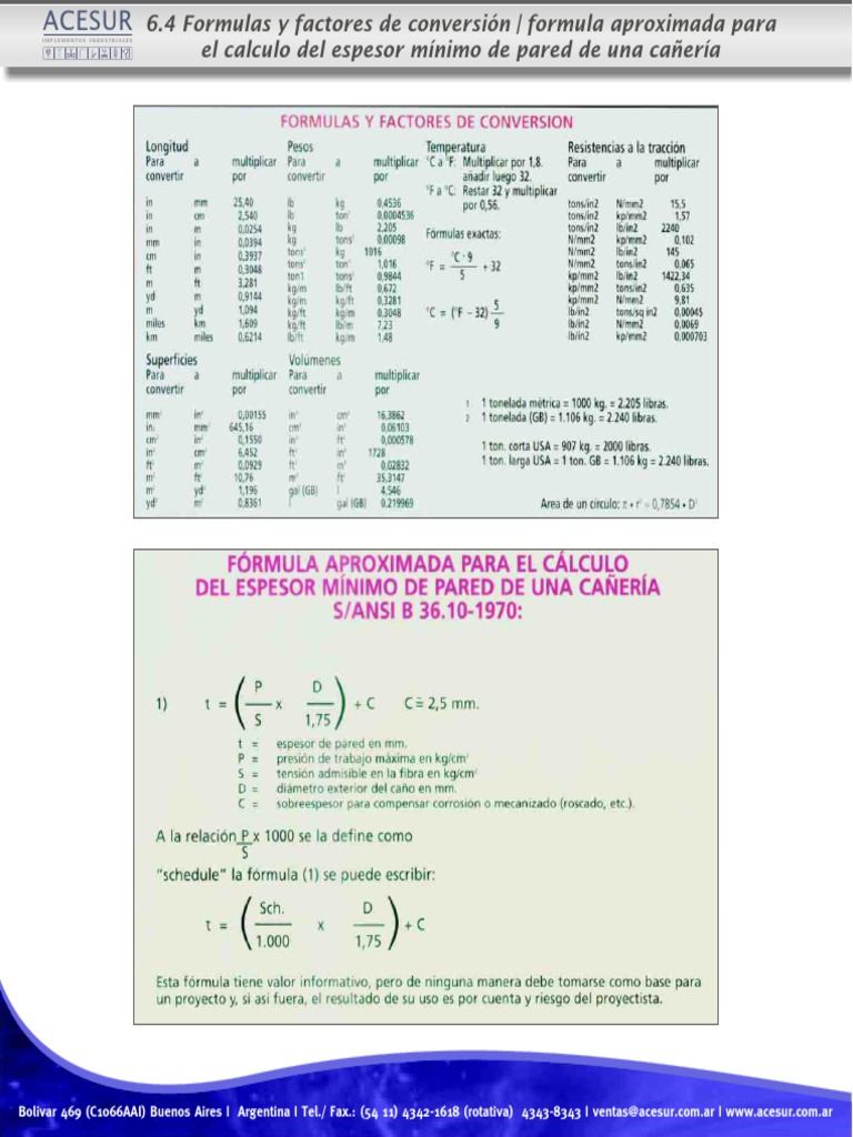 Formulas y Factores de Conversión | PDF