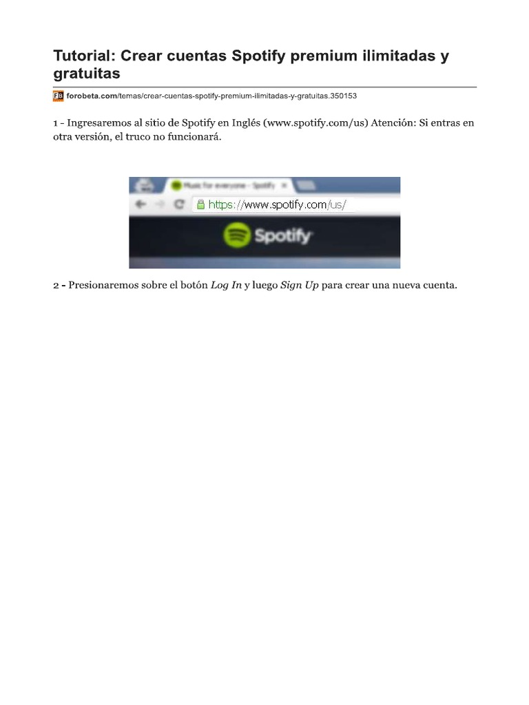 Crear Cuentas Spotify Premium Ilimitadas y Gratuitas | PDF