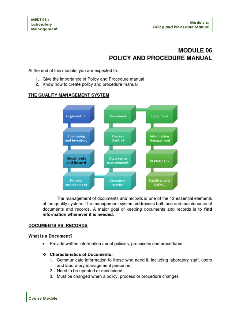 Module 06 - Policy and Procedure Manual | PDF | Policy | Laboratories