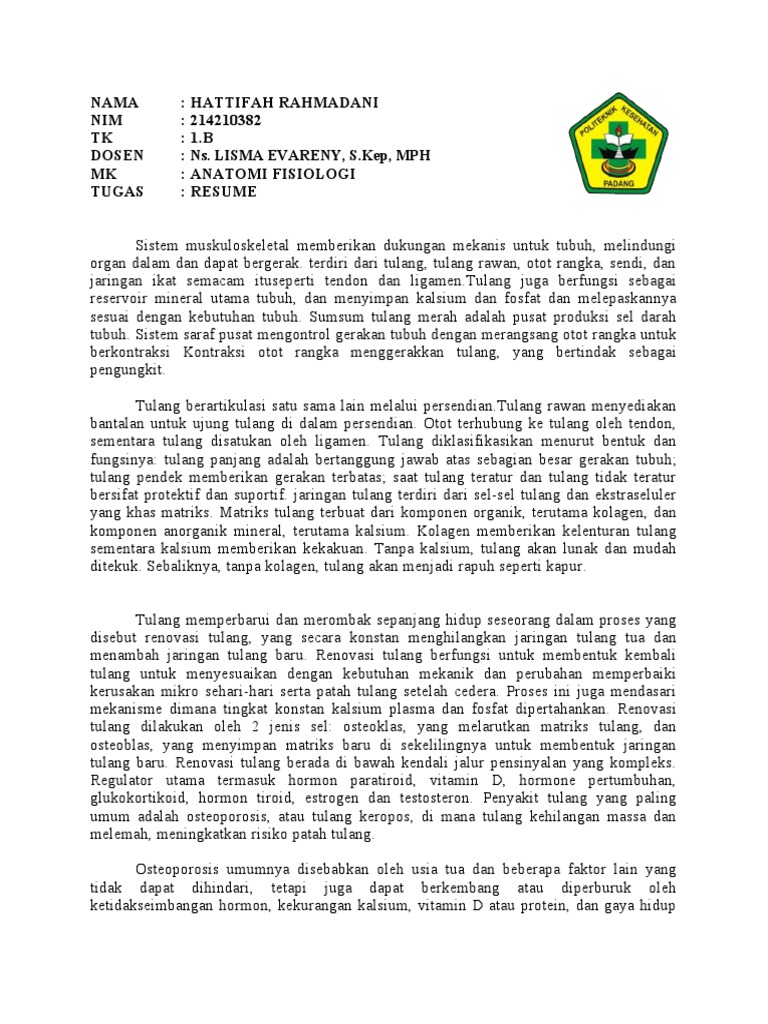 Resume Musculoskeletal System | PDF