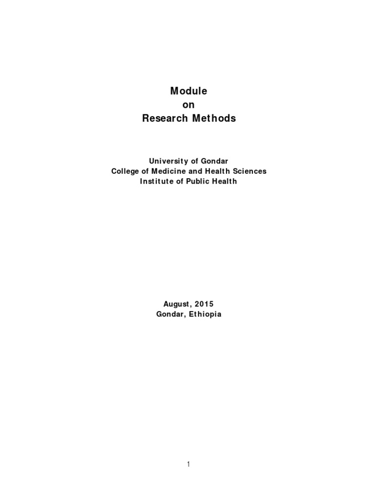 Full Module On Research Methods | PDF | Quantitative Research | Infant ...