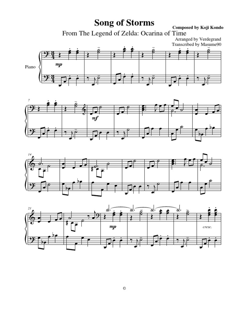 Song Of Storms Ocarina Sheet Music