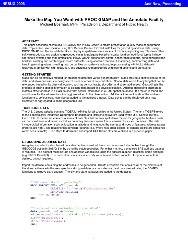 Make The Map You Want With PROC GMAP and The Annotate Facility | PDF | Geographic Information ...