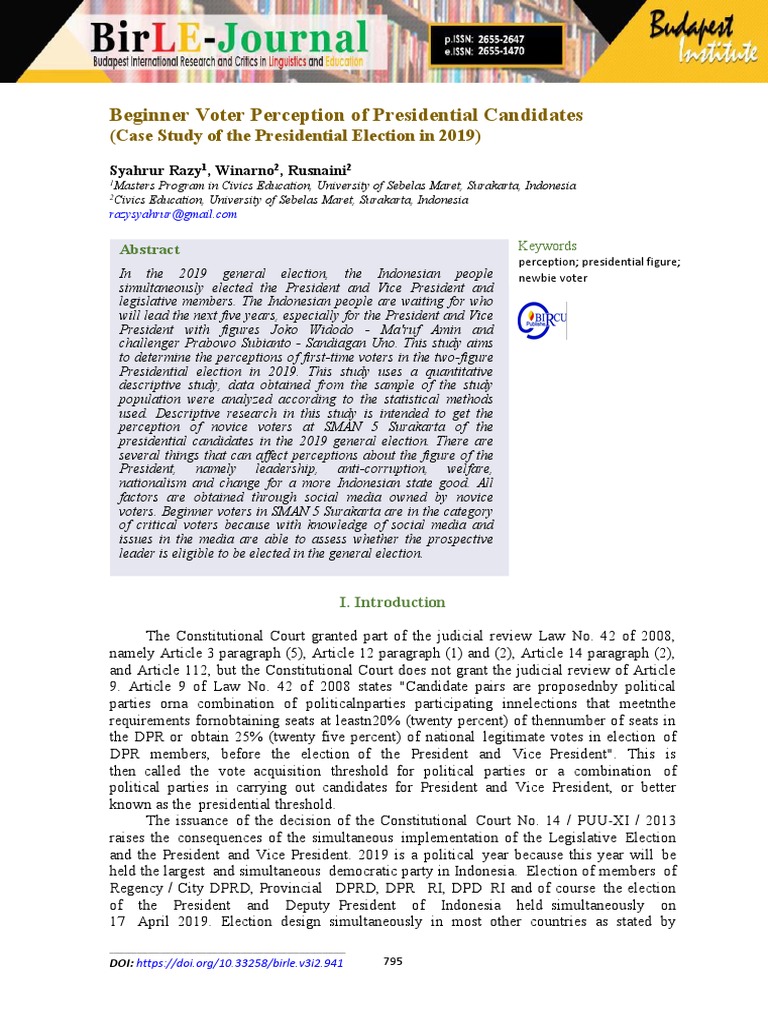 Beginner Voter Perception of Presidential Candidates | PDF | Statistics ...