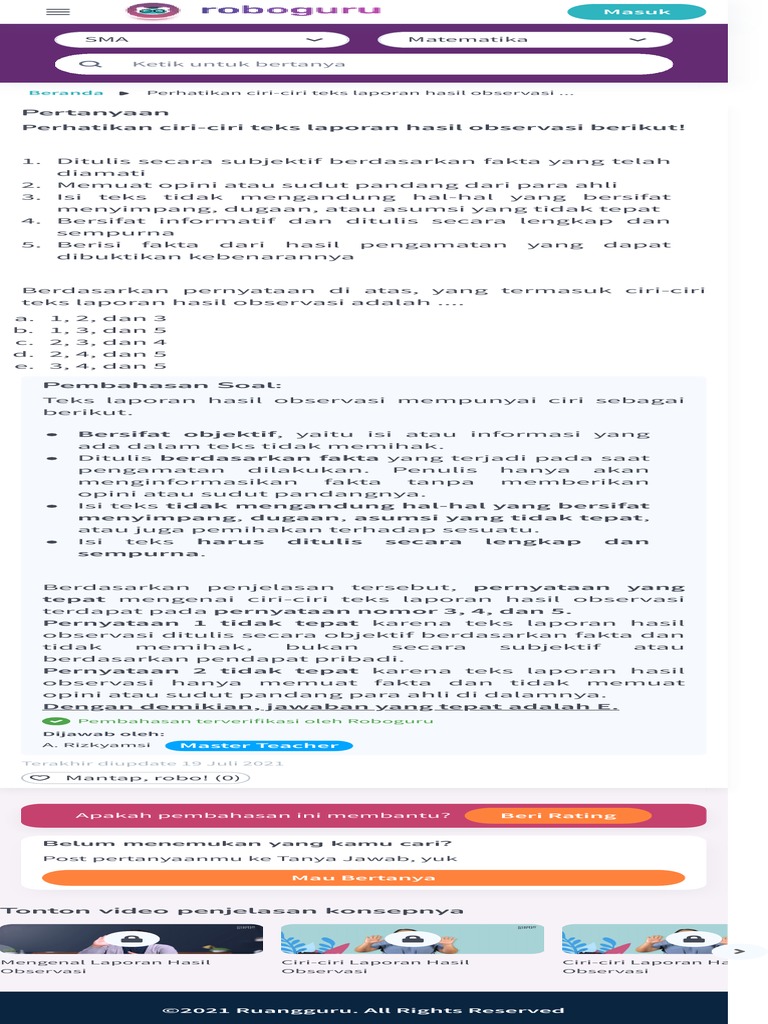 Perhatikan Ciri-Ciri Teks Laporan Hasil Observasi | PDF