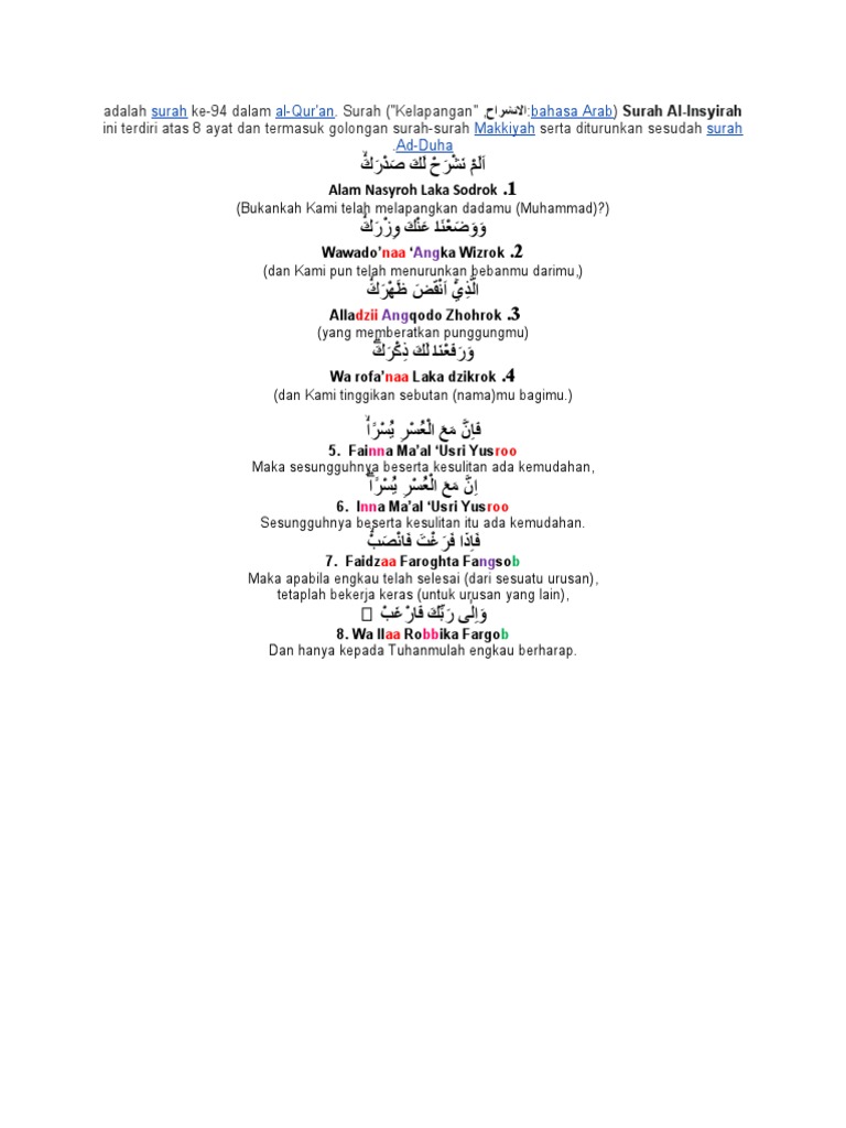 Surah Al Insyirah | PDF