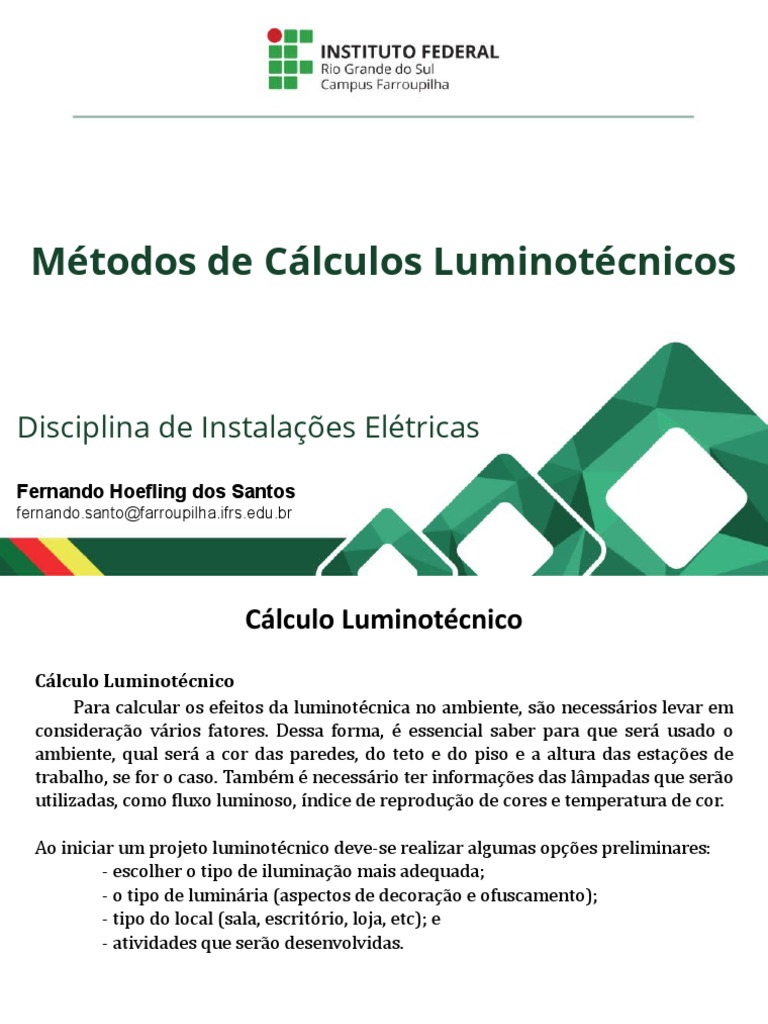 AULA 02 - Métodos de Cálculos Luminotécnicos | PDF | Cálculo
