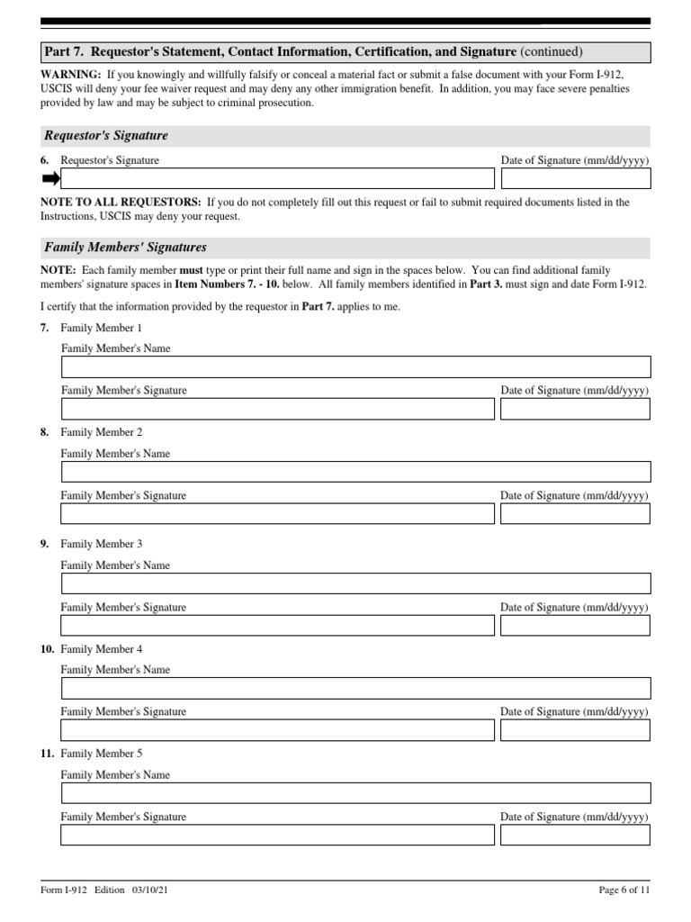 Signature Page Form I-912 (03!10!2021 EDITION) | PDF